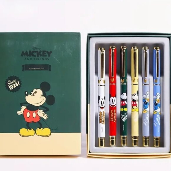 Office | Disney Mickey Friends Fountain Pen Set Of 6 Gift Set | Poshmark